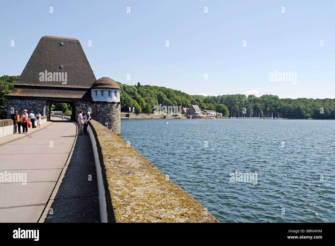 Dam, Moehnesee lake, Moehne, reservoir, dam, North Rhine-Westphalia ...