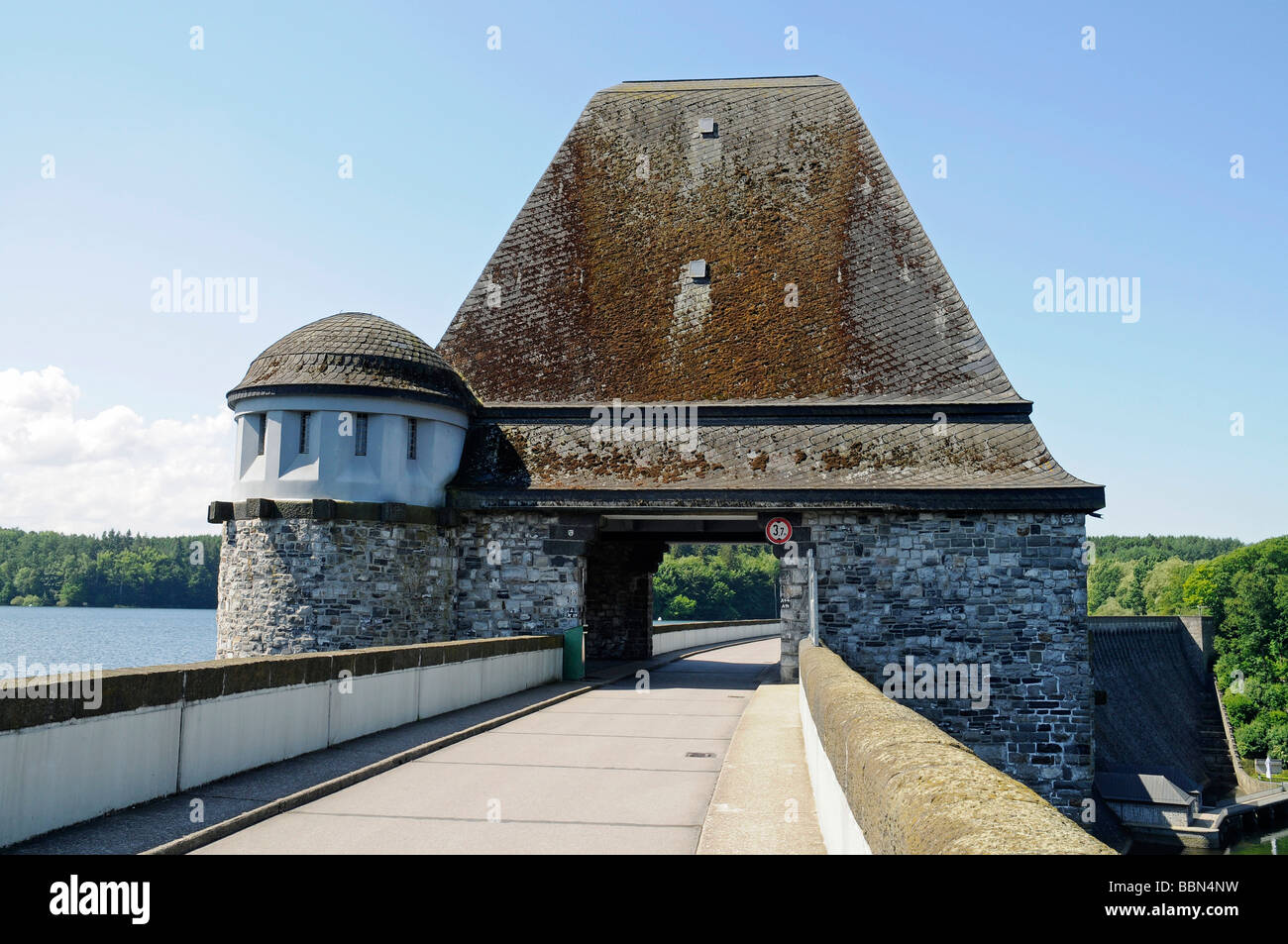 Dam, Moehnesee lake, Moehne, reservoir, dam, North Rhine-Westphalia ...
