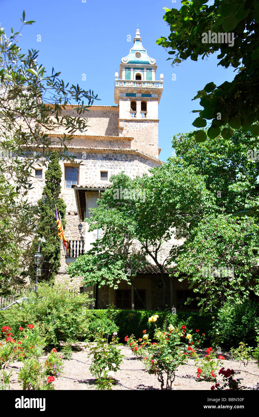 The Carthusian monastery from gardens, Valldemossa Municipality ...