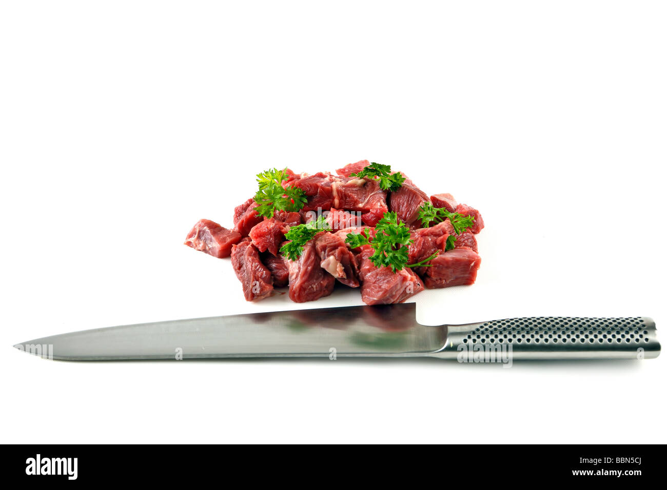 Raw diced beef meat Cut Out Stock Images & Pictures - Alamy