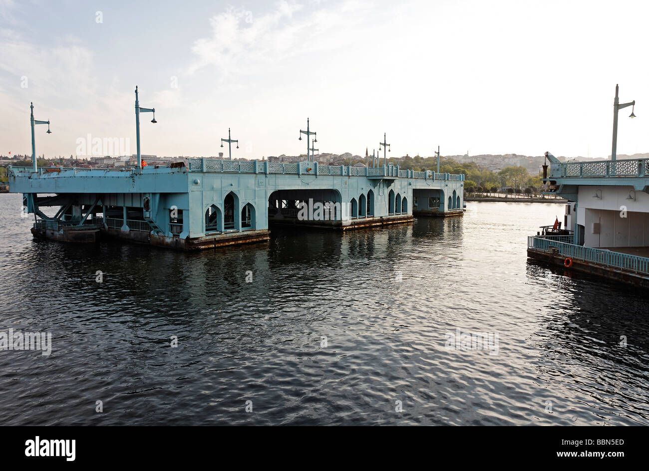 Floating bridge between Eyuep and Suetluece opened for a ship's passage ...