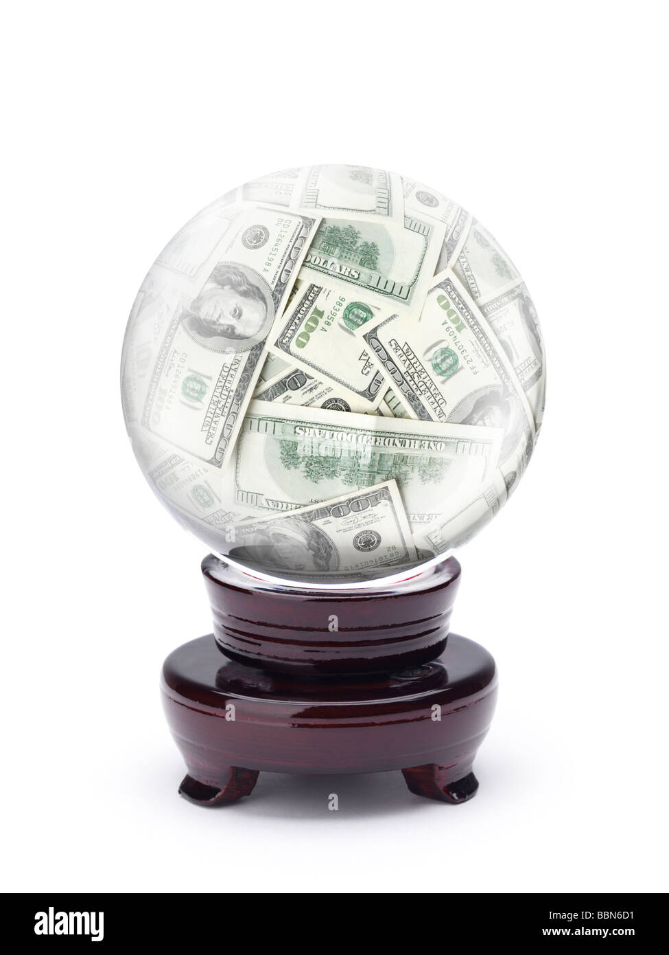 Crystal Ball with Dollar Bills Stock Photo - Alamy