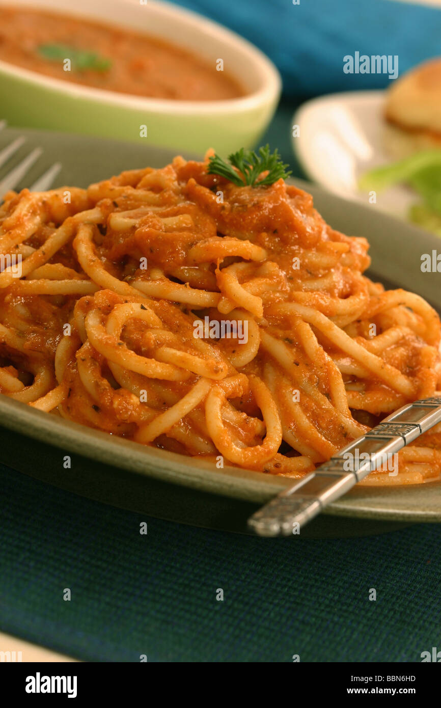 Spaghetti in Red Sauce Stock Photo - Alamy