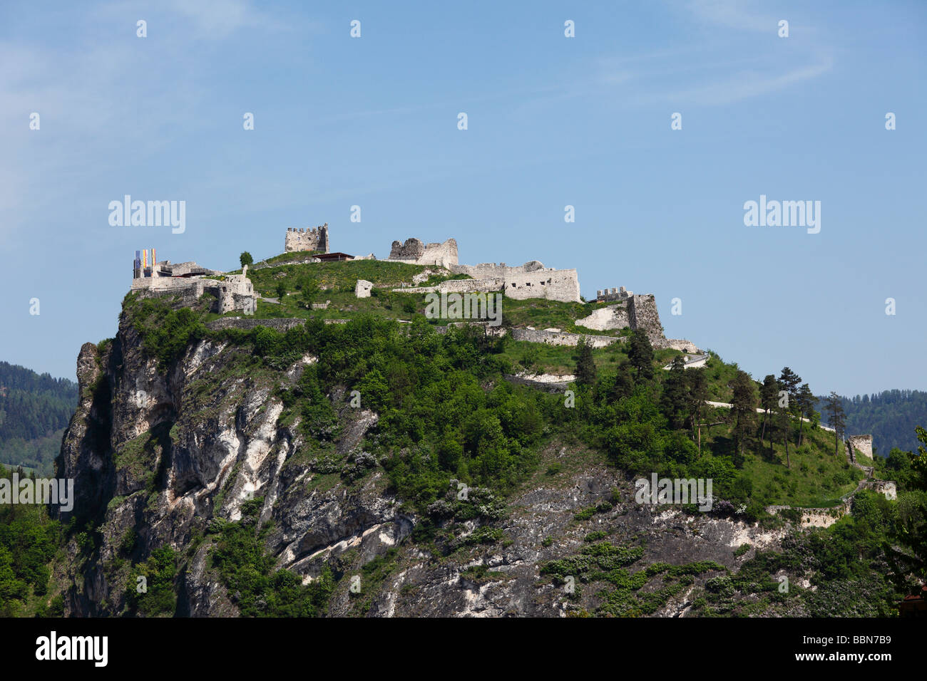 Castle ruins on Schlossberg Griffen castle mountain, Carinthia, Austria ...