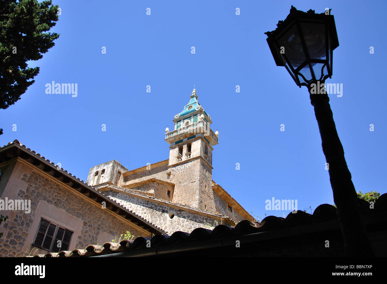 The Carthusian monastery from gardens, Valldemossa Municipality ...