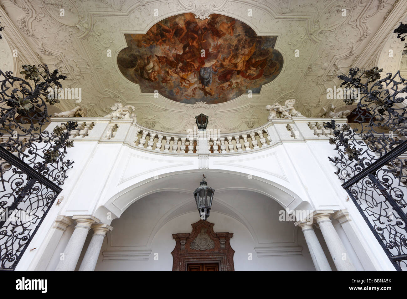 Staircase in the monastery building, monastery of St. Florian, Upper ...