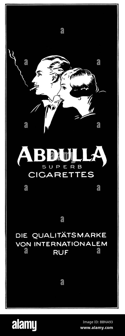 advertising, tobacco, cigarettes, Abdullah Superb Cigarettes, advert ...