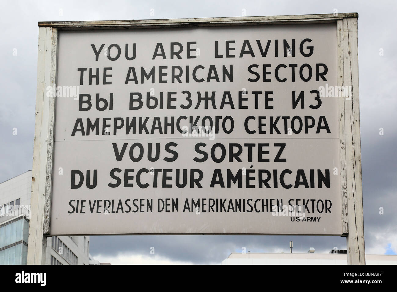 Check point Charlie Information board about leaving the American Sector ...