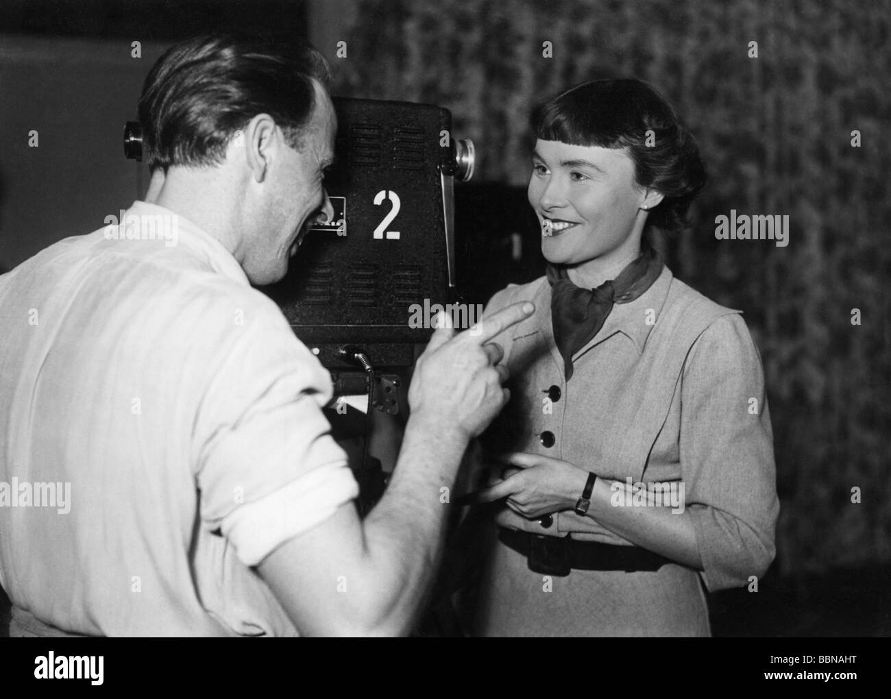 broadcast, television, studios, cameraman Reimers and announcer Johanna ...