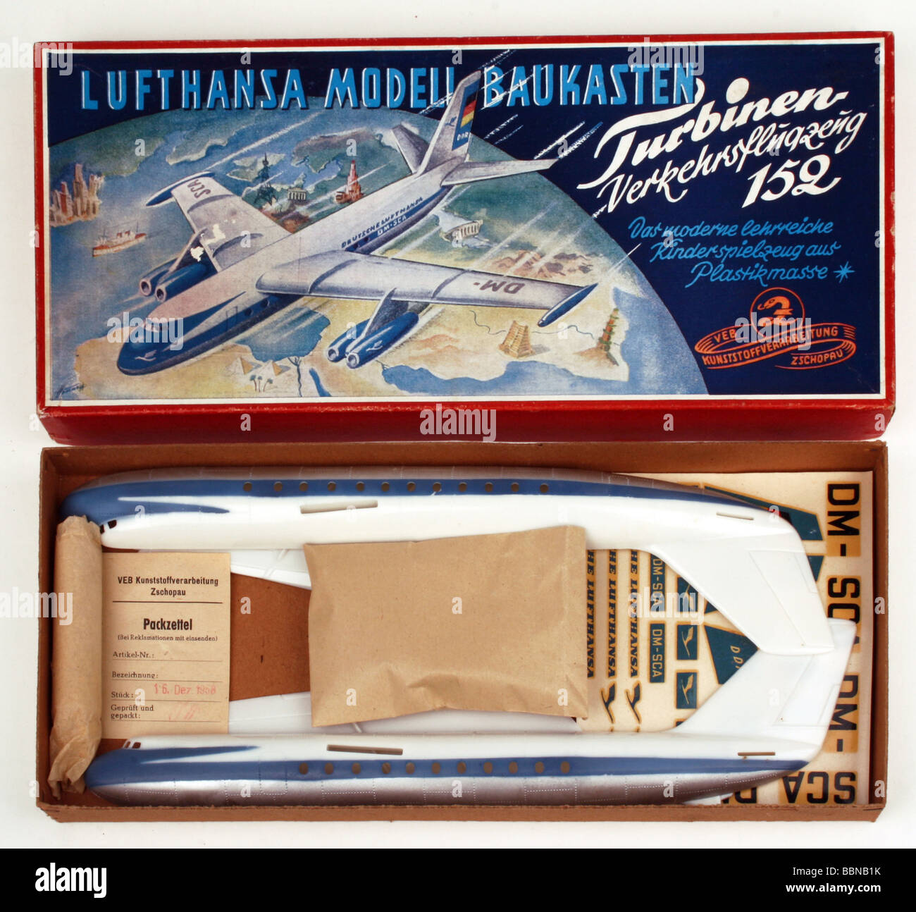 toys, construction sets, typ kit DDR jet plane B 152, made by VEB ...