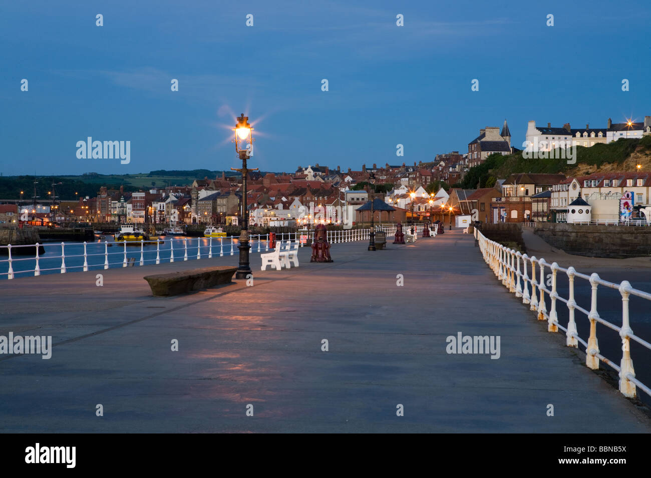 Early Morning at Whitby Pier North Yorkshire England Stock Photo - Alamy
