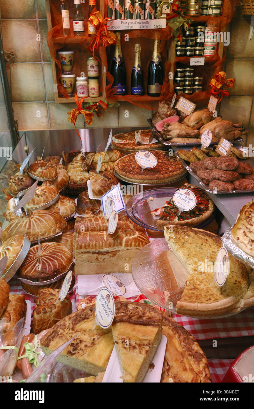 French food shop window display Stock Photo - Alamy