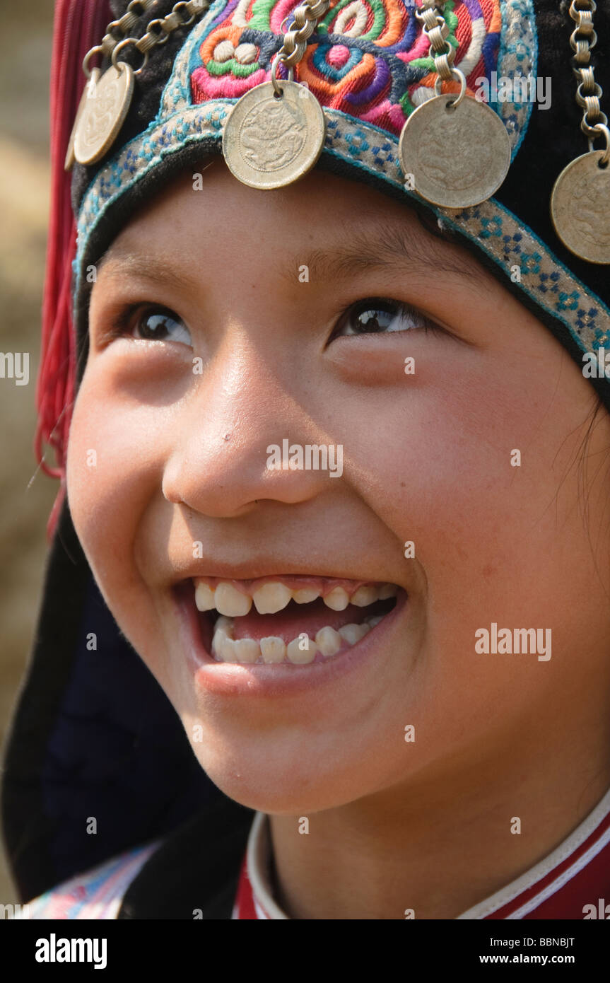 cute Hani minority girl in Yuanyang China Stock Photo - Alamy