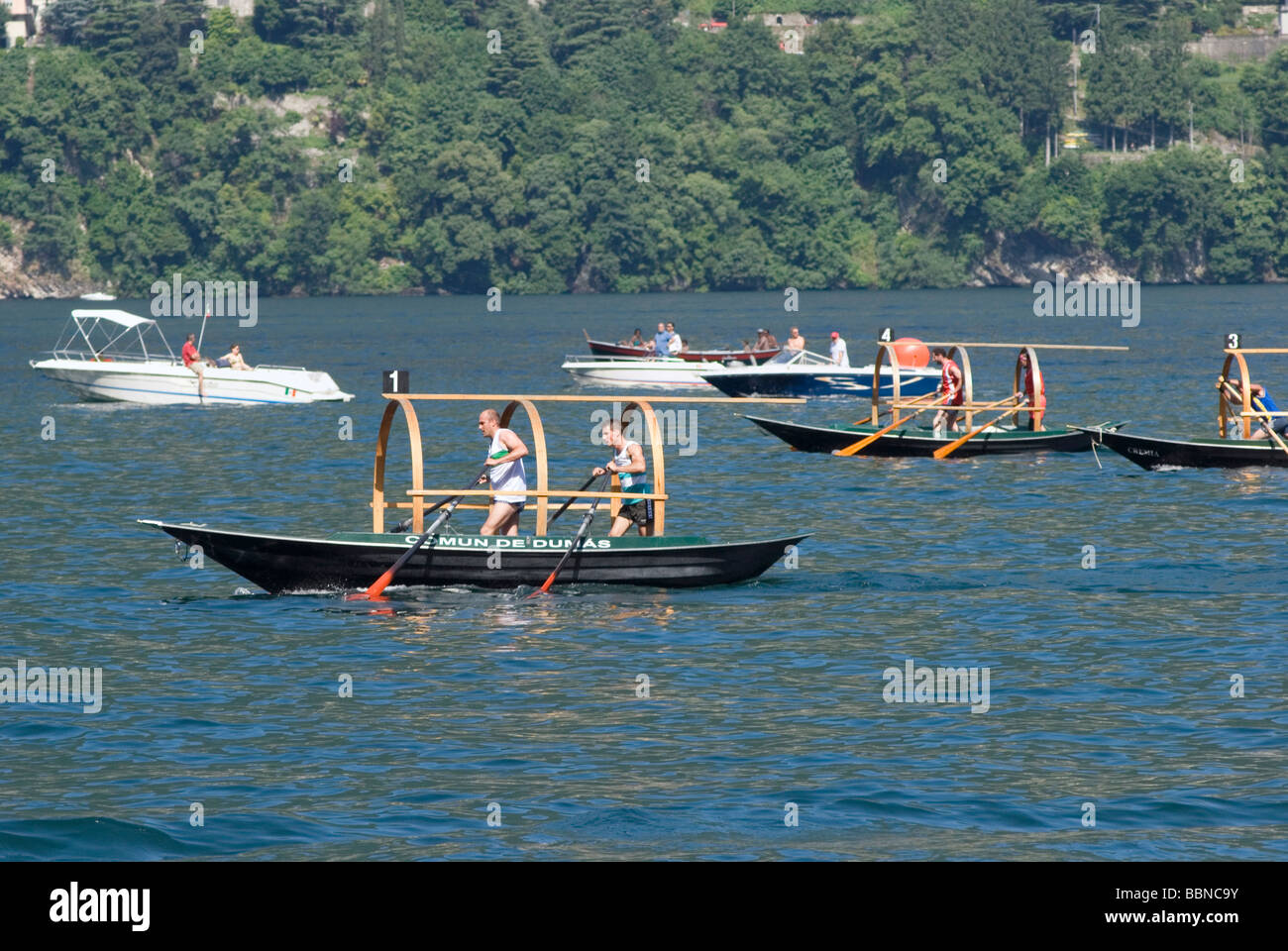 regatta with historical boats on Lake Como Lombardy Italy Stock Photo ...