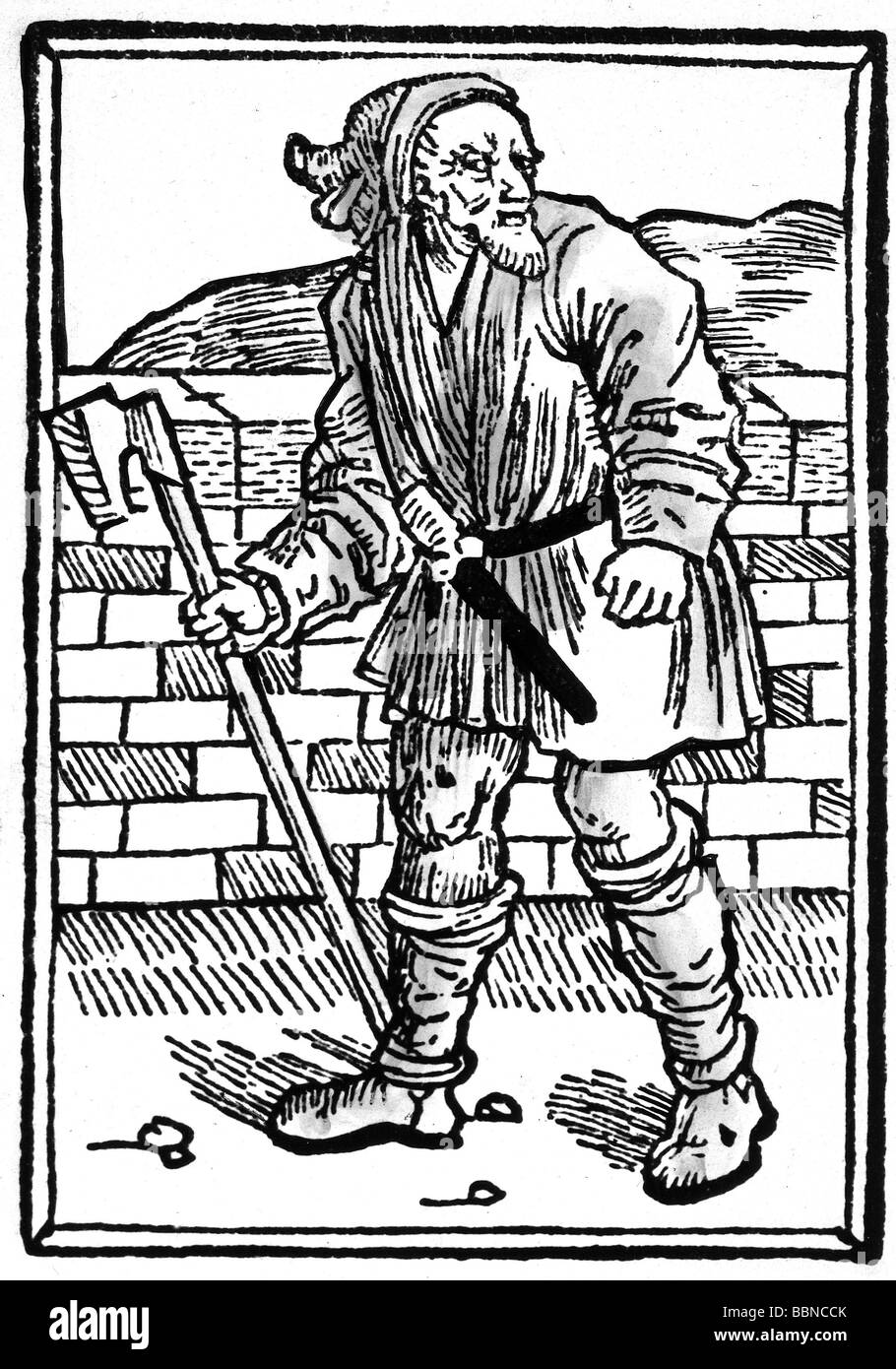 agriculture, farmers, farmer with axe, woodcut by Bernt Notke for ...