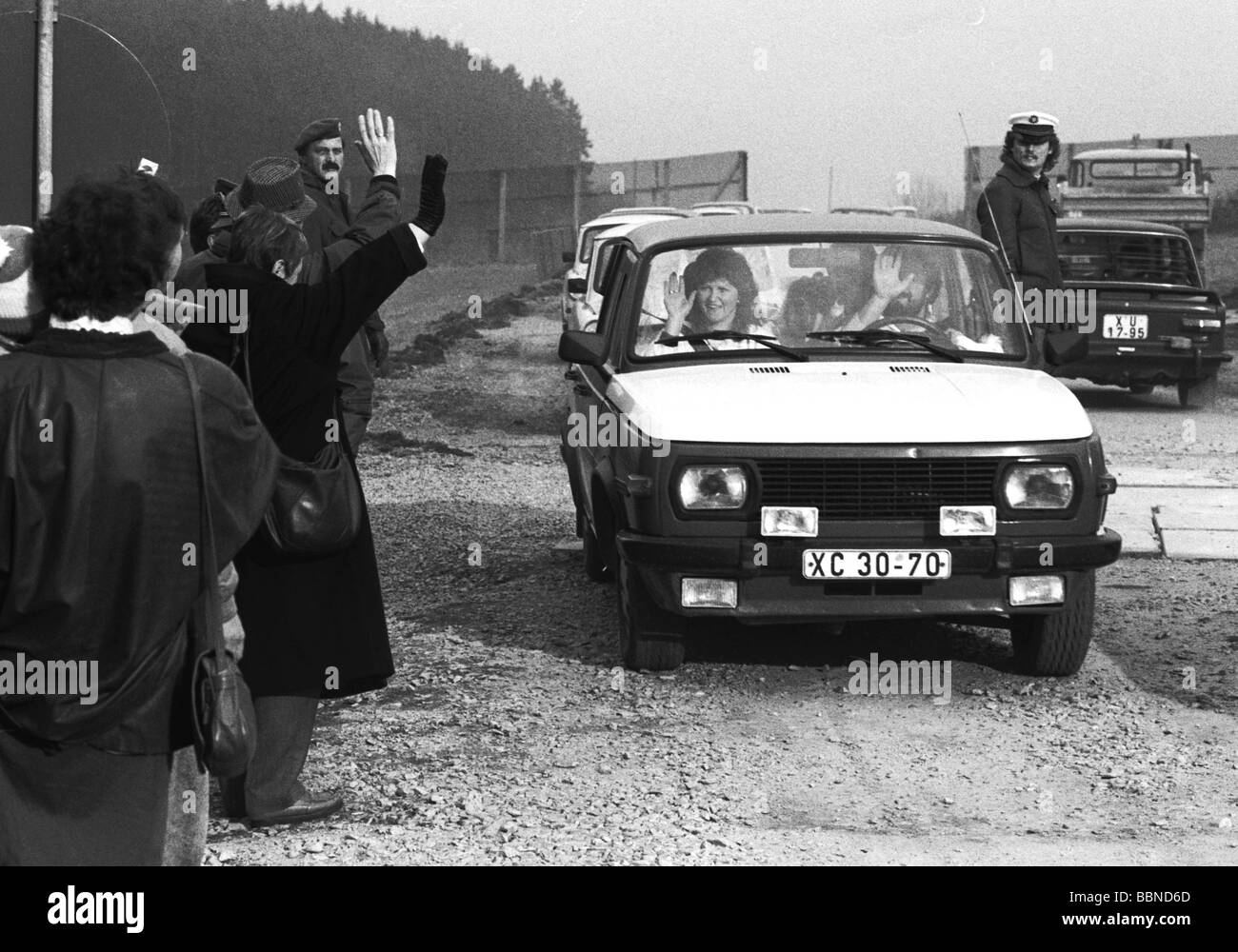 geography / travel, reunification, Bavaria, cars from GDR crossing the ...