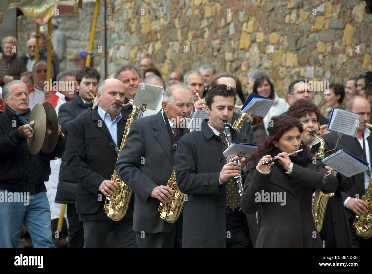 Band playing in a Religious procession in the small town of Civitella ...