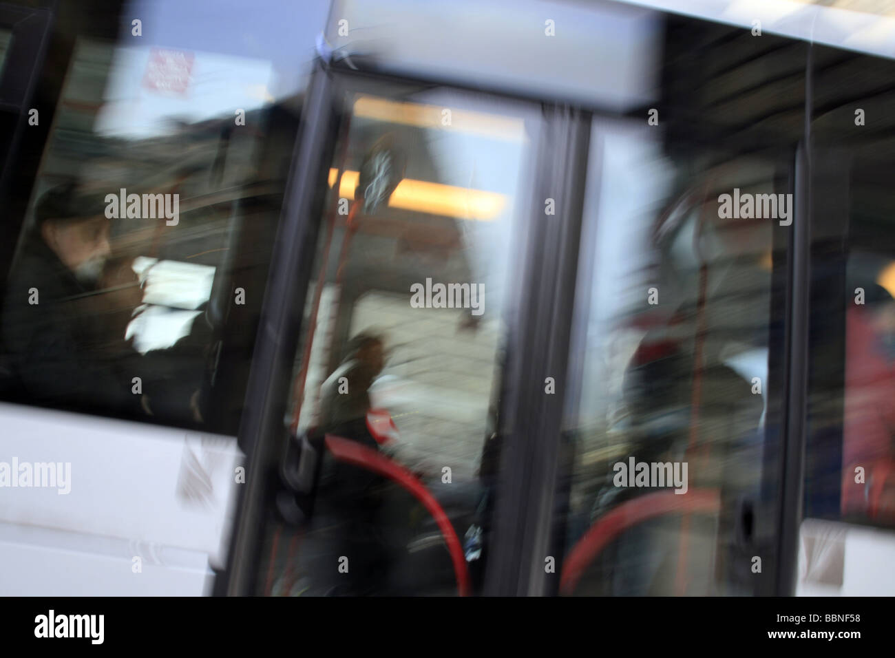 people on fast public transport bus in rome italy Stock Photo - Alamy
