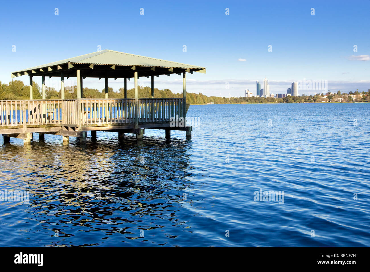 A timber lookout at Lake Monger in Perth, Western Australia Stock Photo ...
