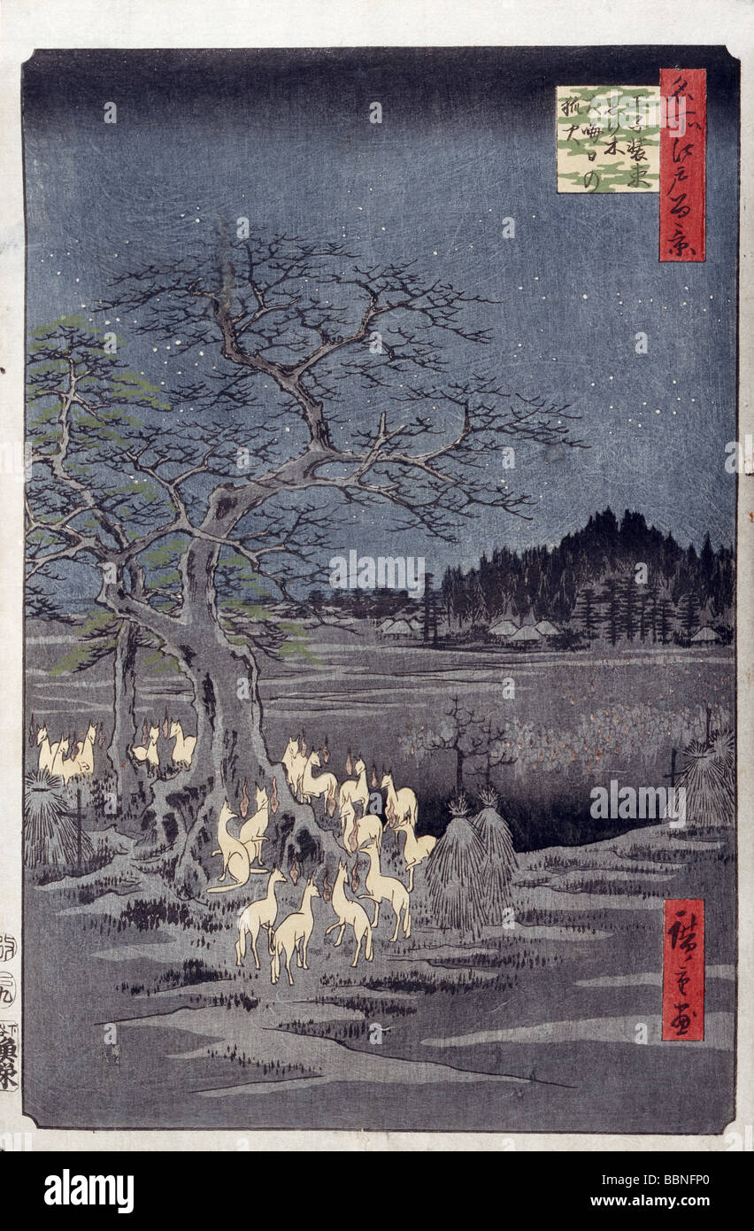 Utagawa Hiroshige, One Hundred Famous Views of Edo, Fox Fires on New ...
