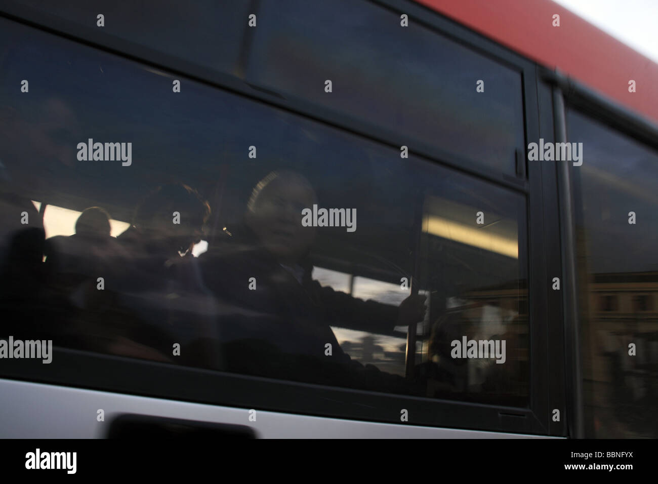 people on fast public transport bus in rome italy Stock Photo - Alamy