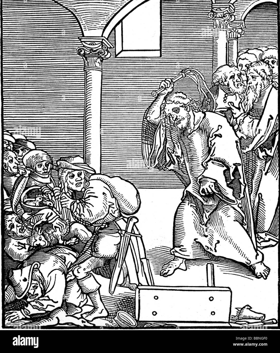 Jesus Christ, circa 4 BC - circa 33 BC, full length, throwing the ...