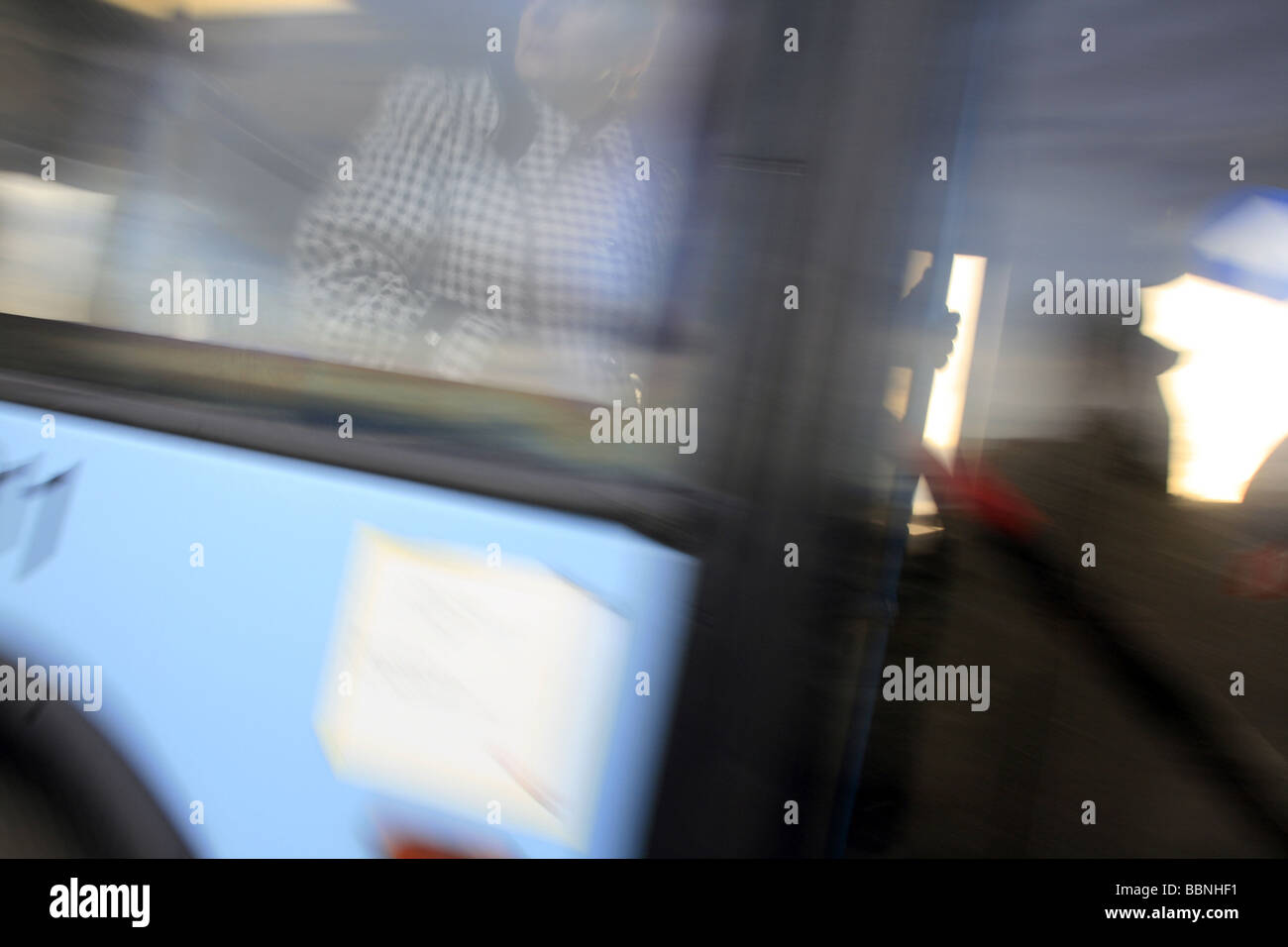 people on fast public transport bus in rome italy Stock Photo - Alamy