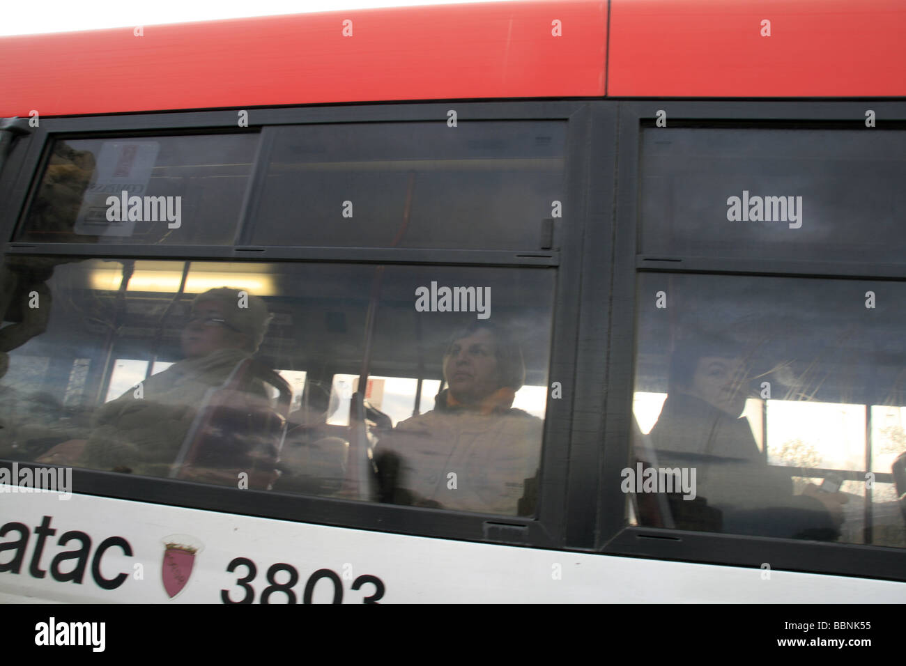 people on fast public transport bus in rome italy Stock Photo - Alamy
