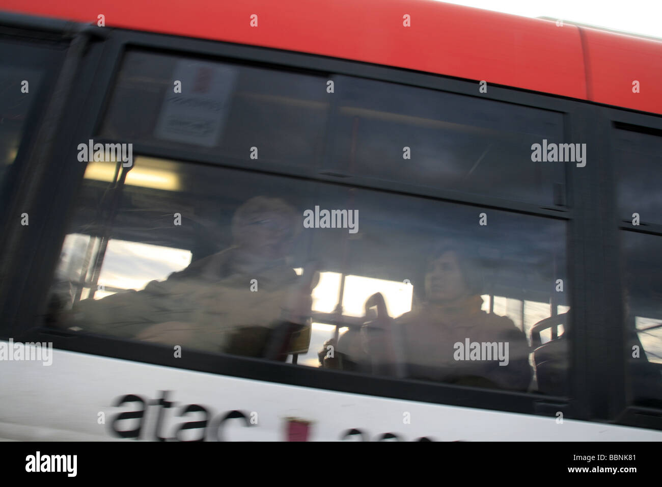 people on fast public transport bus in rome italy Stock Photo - Alamy