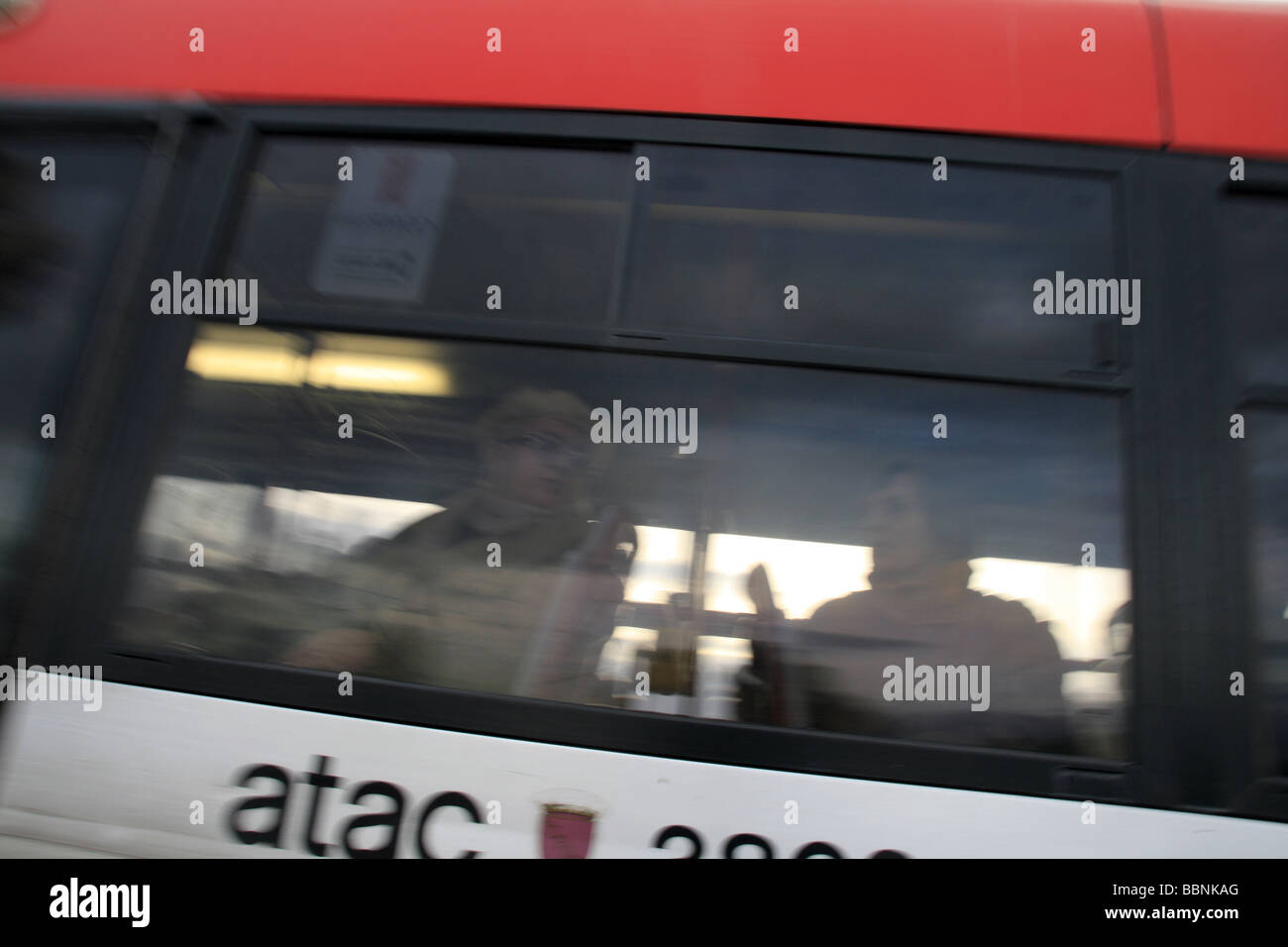 people on fast public transport bus in rome italy Stock Photo - Alamy