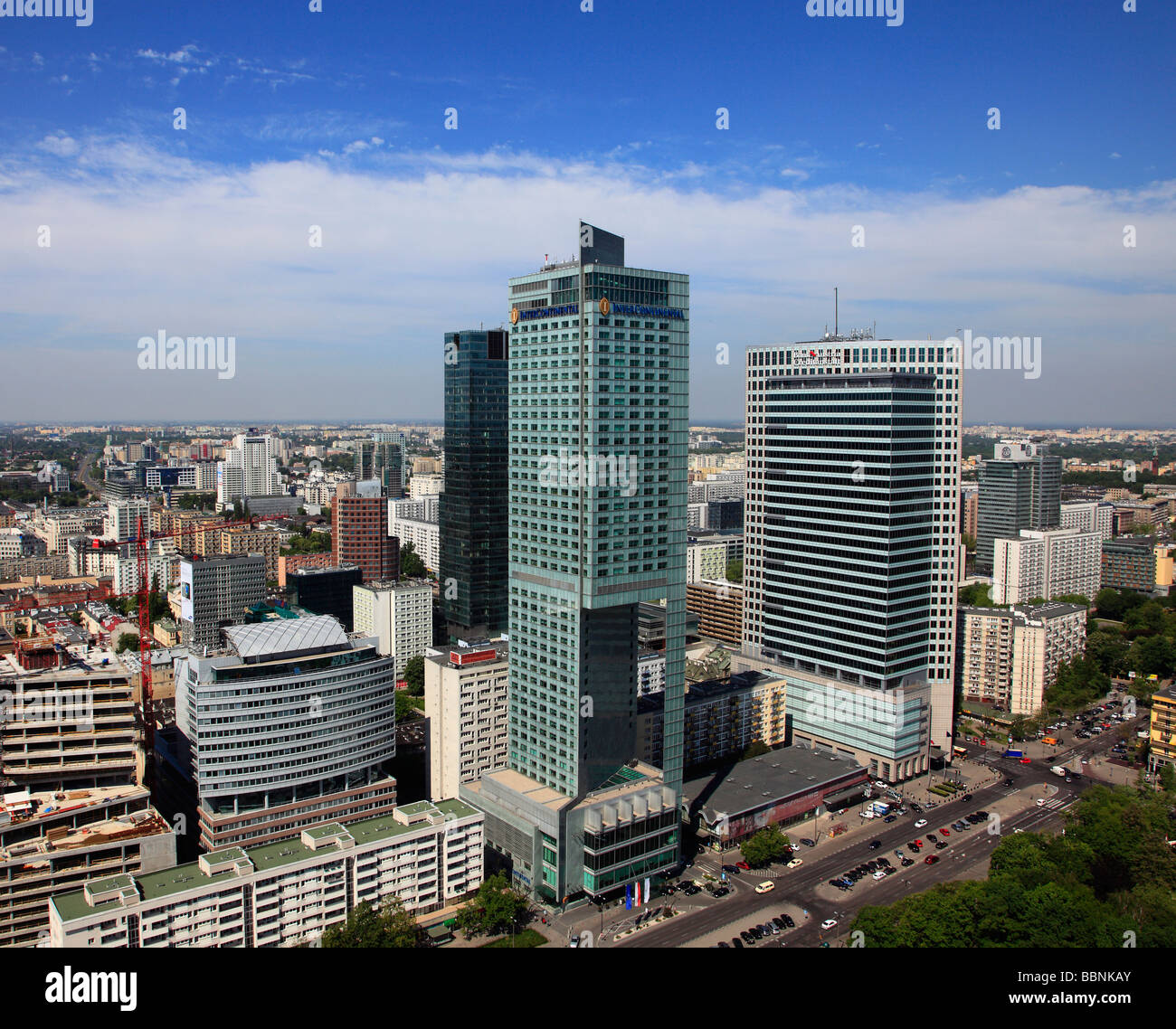 Poland Warsaw downtown financial district aerial view Stock Photo - Alamy