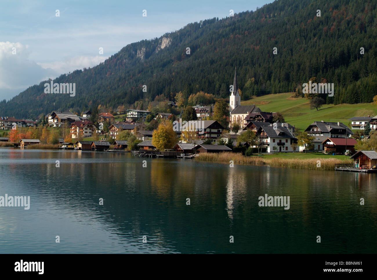 Weissensee with village weissensee hi-res stock photography and images ...