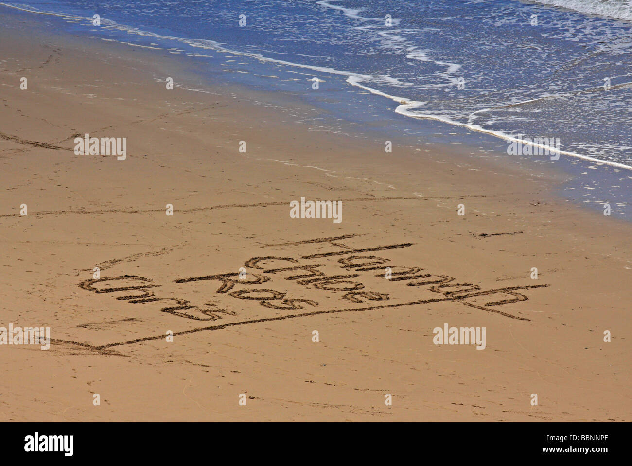 Names written on the beach Stock Photo - Alamy