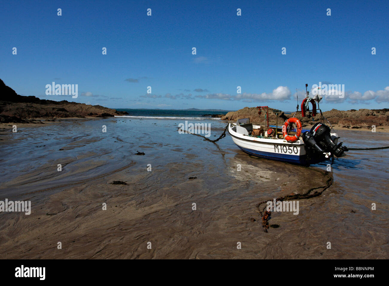 St Brides St Brides bay Pembrokeshire fishing boat in the bay Stock ...