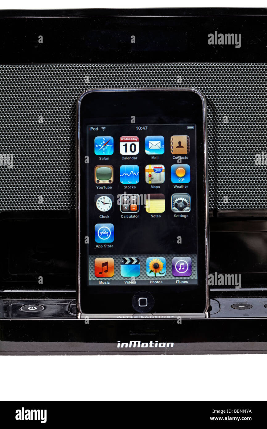 Apple iTouch 2 with screen icons displayed in docking station UK Stock ...