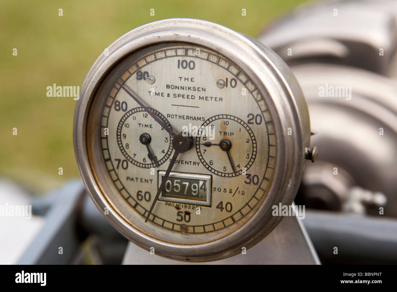 Motoring Bonniksen time and speed meter on vintage Brough Superior ...