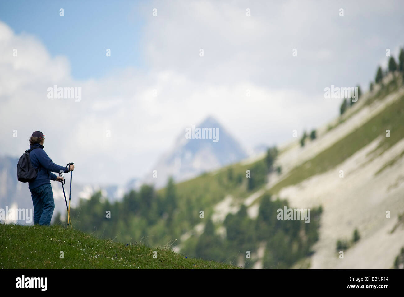 woman walker in the french alps Stock Photo - Alamy