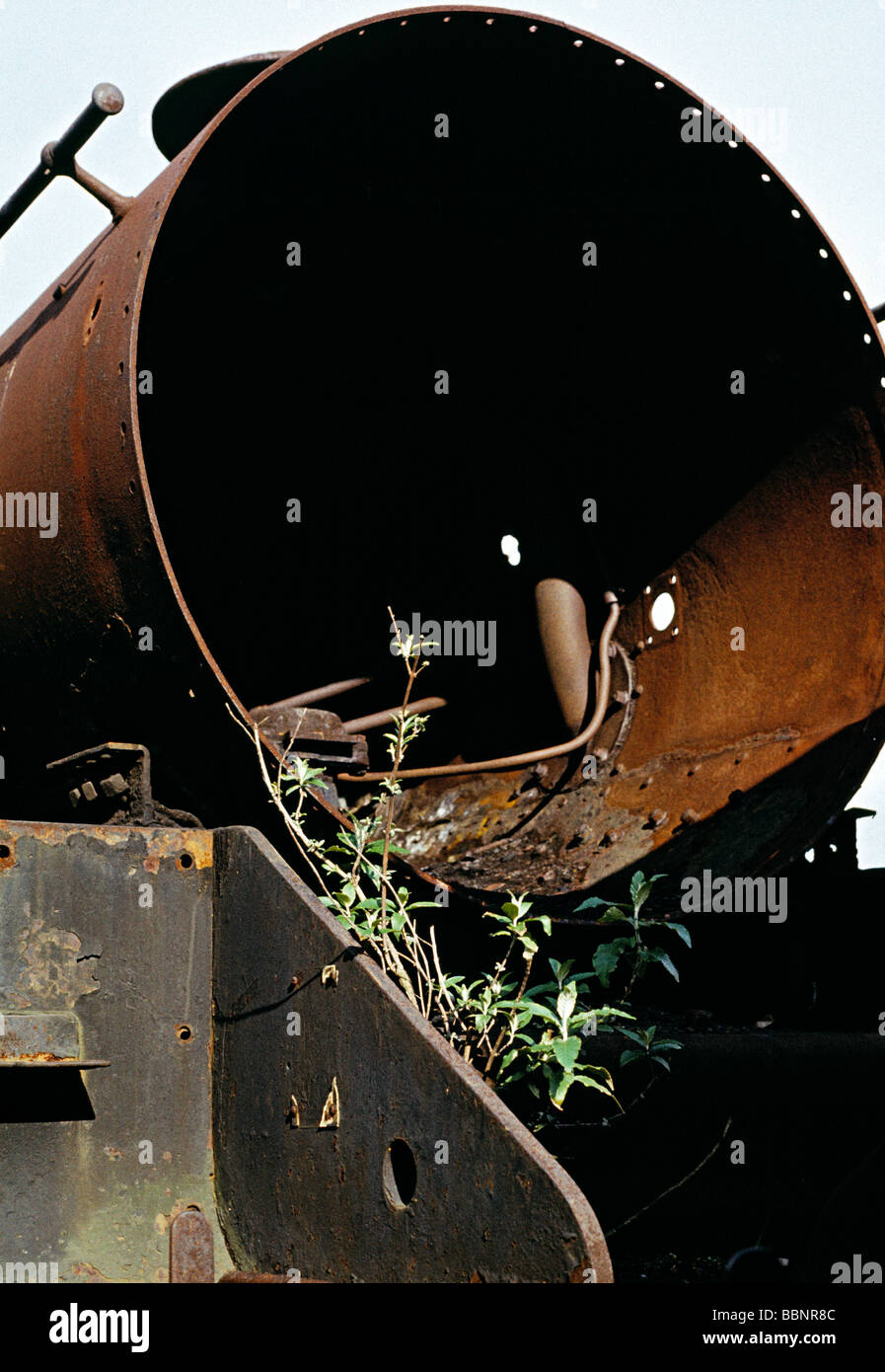 Remains of a steam locomotive waiting to be cut up at Barry Scrapyard ...