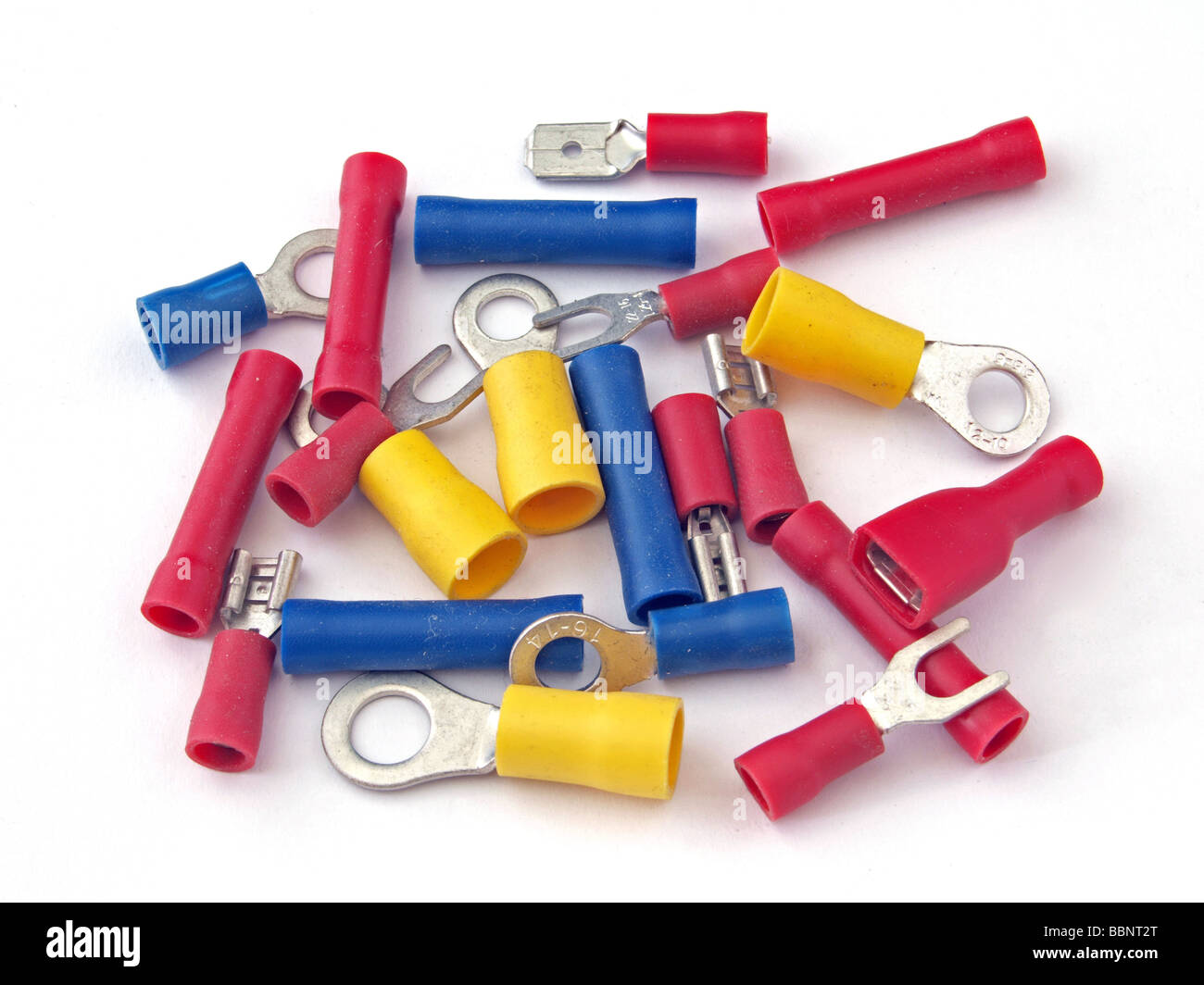 Electronic crimp connections used to join wire Stock Photo - Alamy