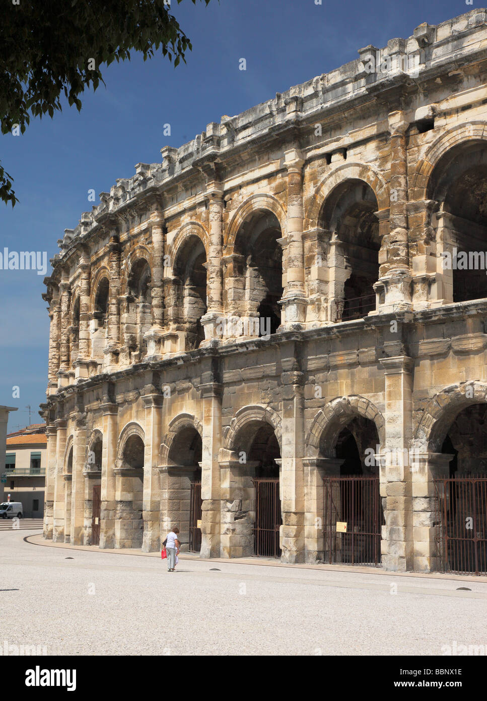 Ancient roman amphitheatre Nimes Languedoc-Rousillon France Stock Photo ...
