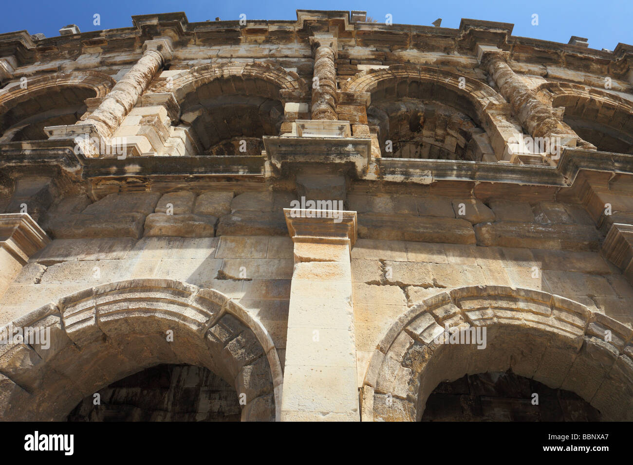 Ancient roman amphitheatre Nimes Languedoc-Rousillon France Stock Photo ...