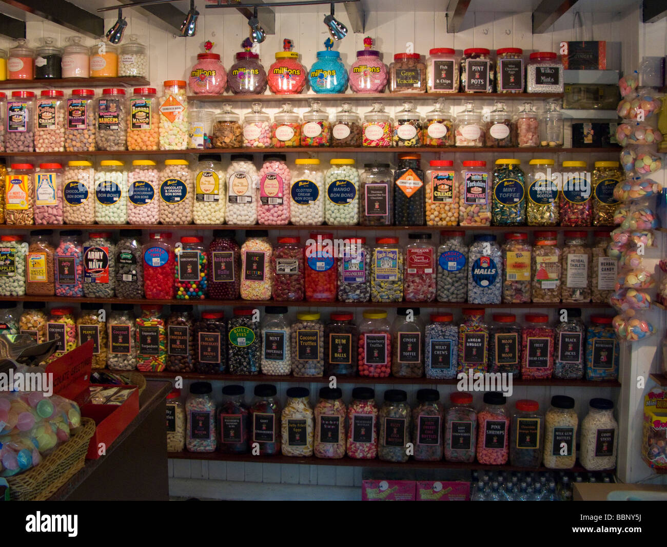 Sweet shop with shelves of old fasioned sweets Stock Photo - Alamy
