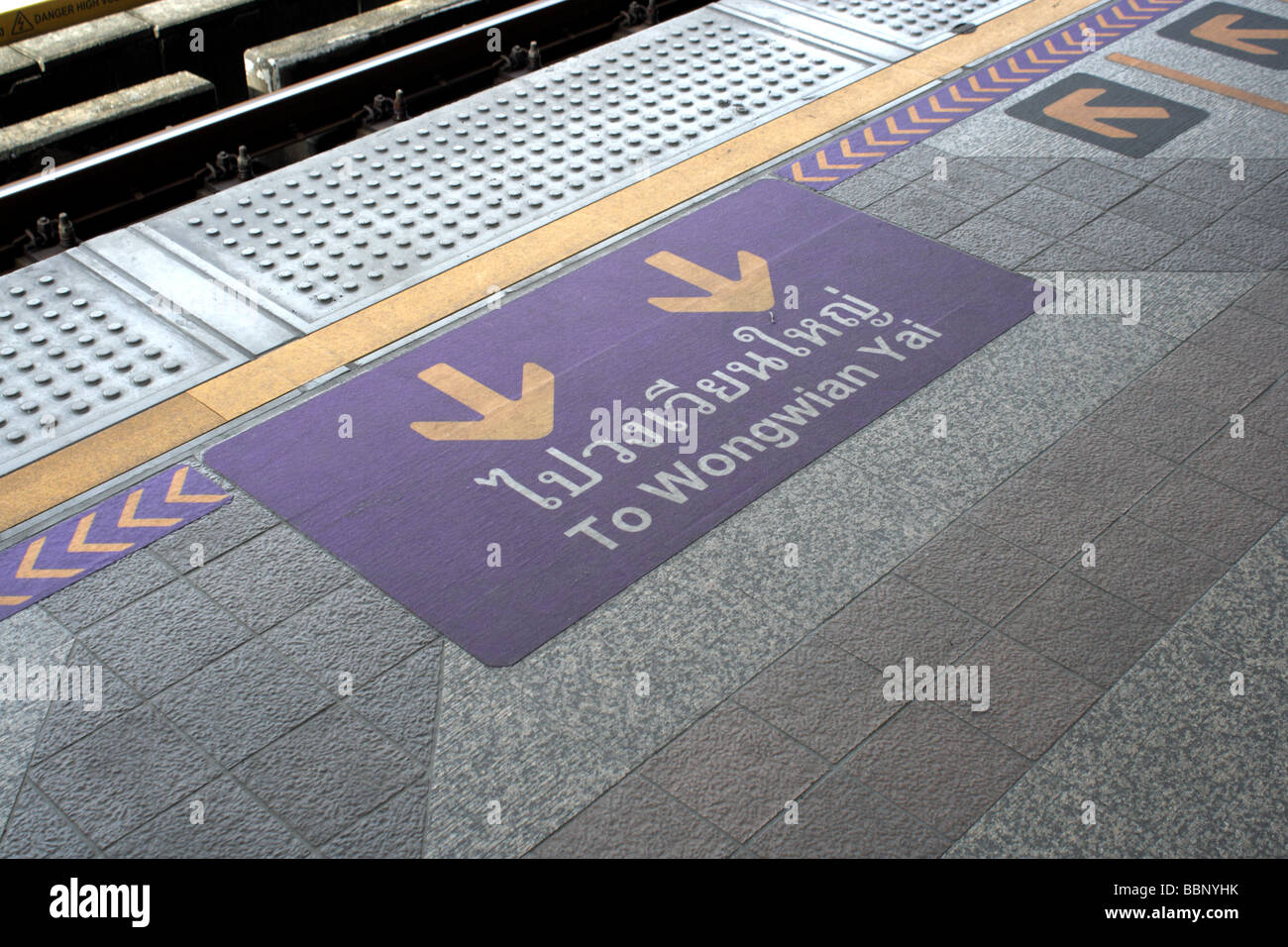 Sign on floor at BTS station , Bangkok Stock Photo - Alamy