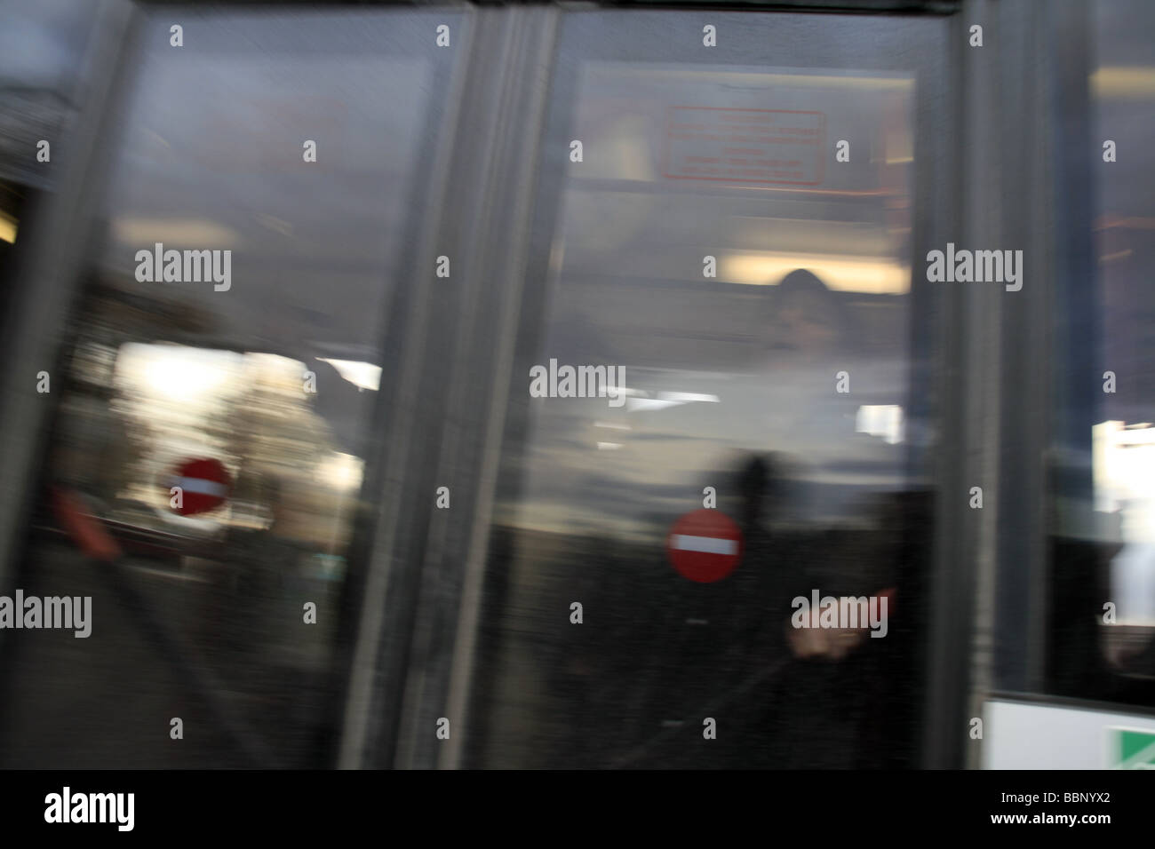 people on fast public transport bus in rome italy Stock Photo - Alamy