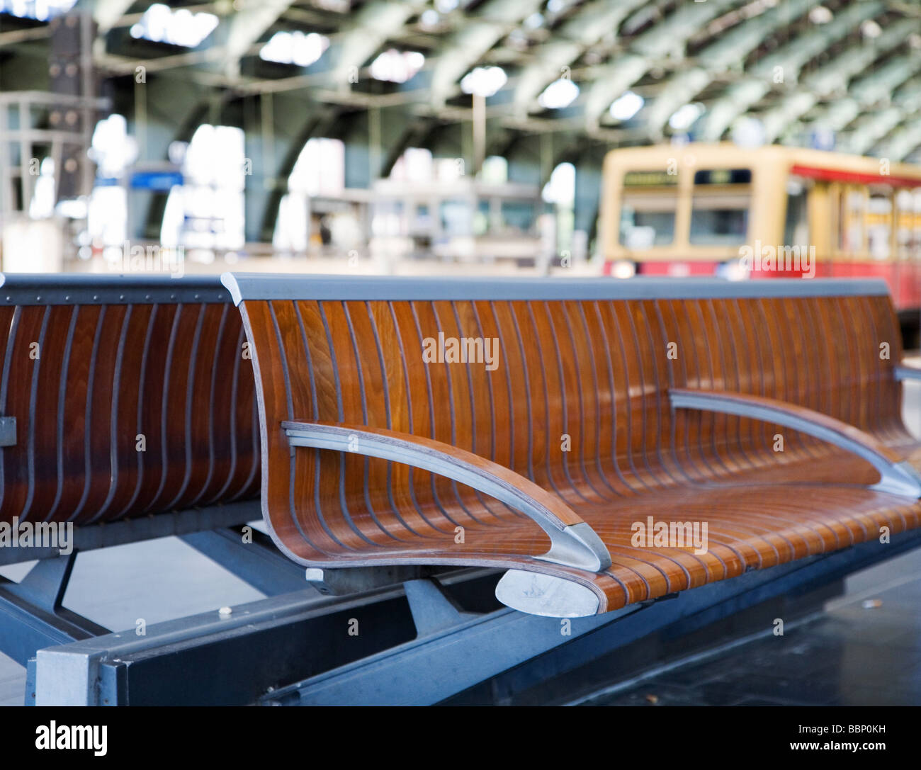 Bench waiting at the train station in Berlin Stock Photo - Alamy