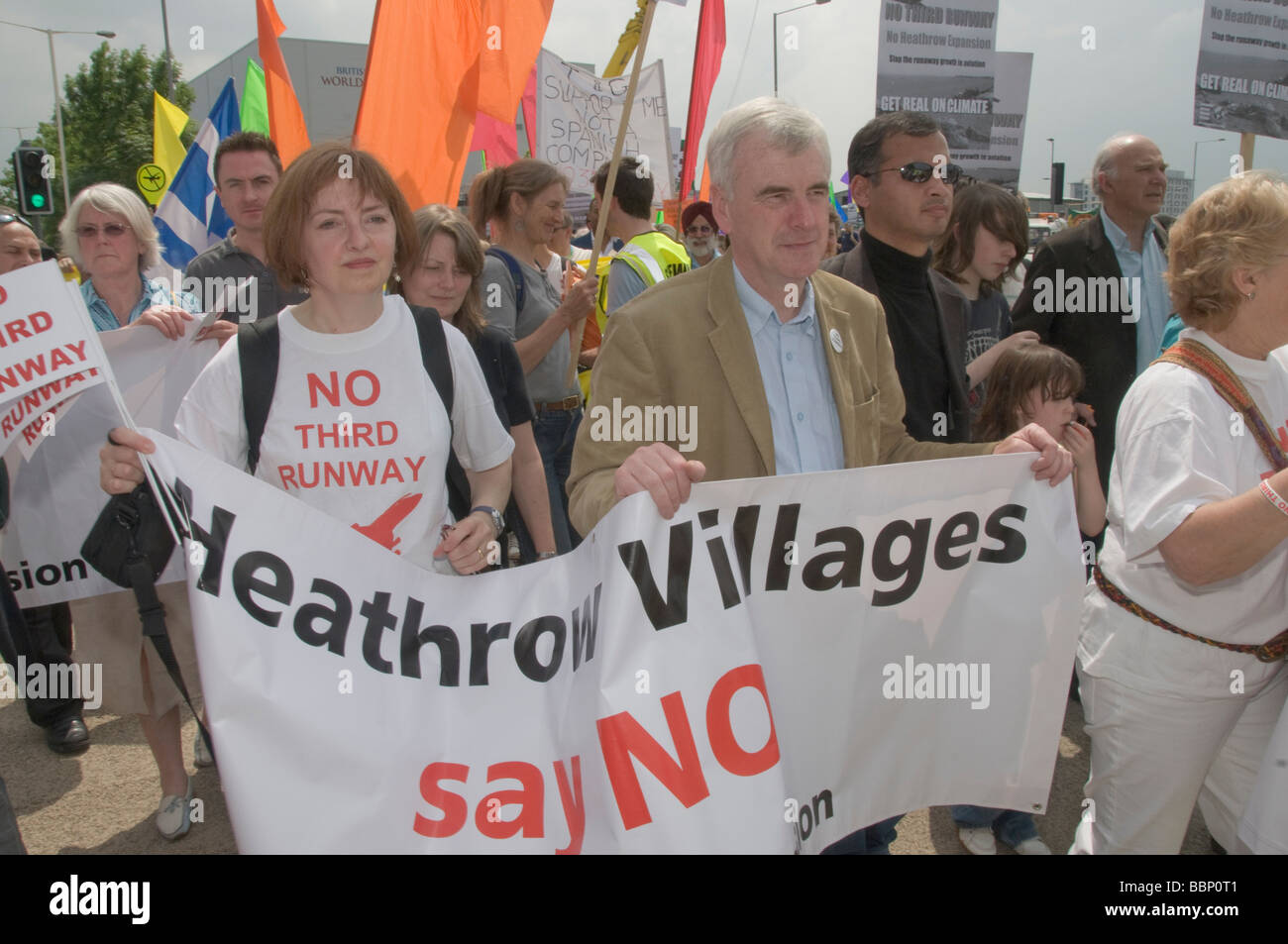 Heathrow - No Third Runway protest march, 31 May 2008. Local activists ...