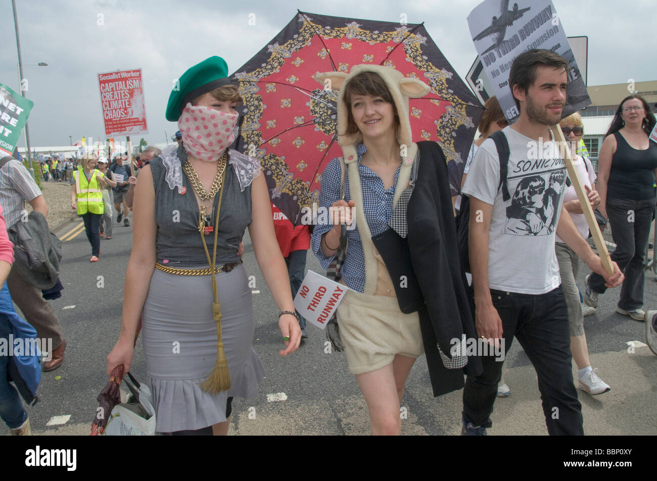 Heathrow - No Third Runway protest march, 31 May 2008. Campaigners on ...