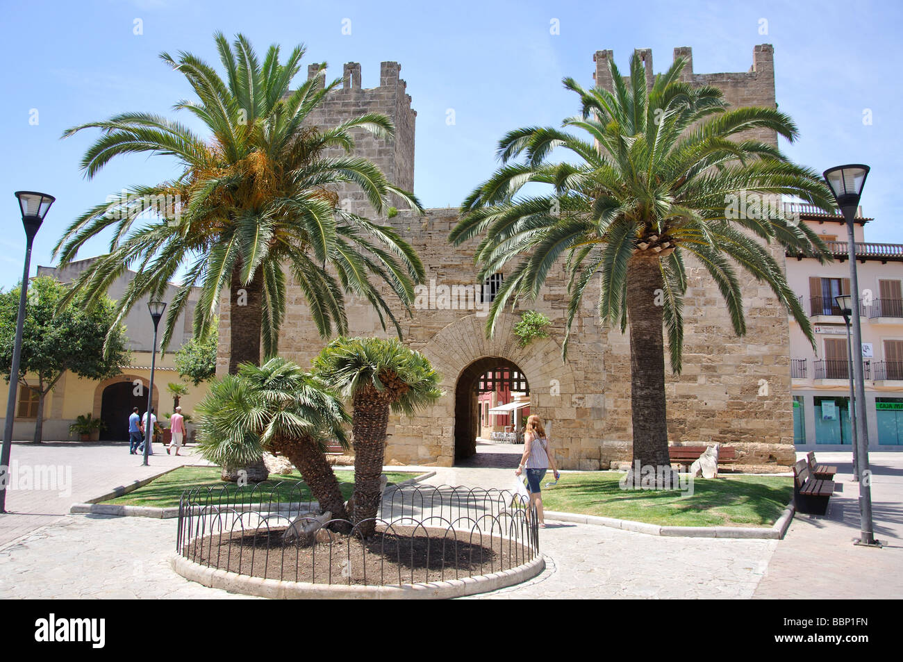 Medieval city gate, Old Town, Alcudia, Alcudia Municipality, Mallorca ...