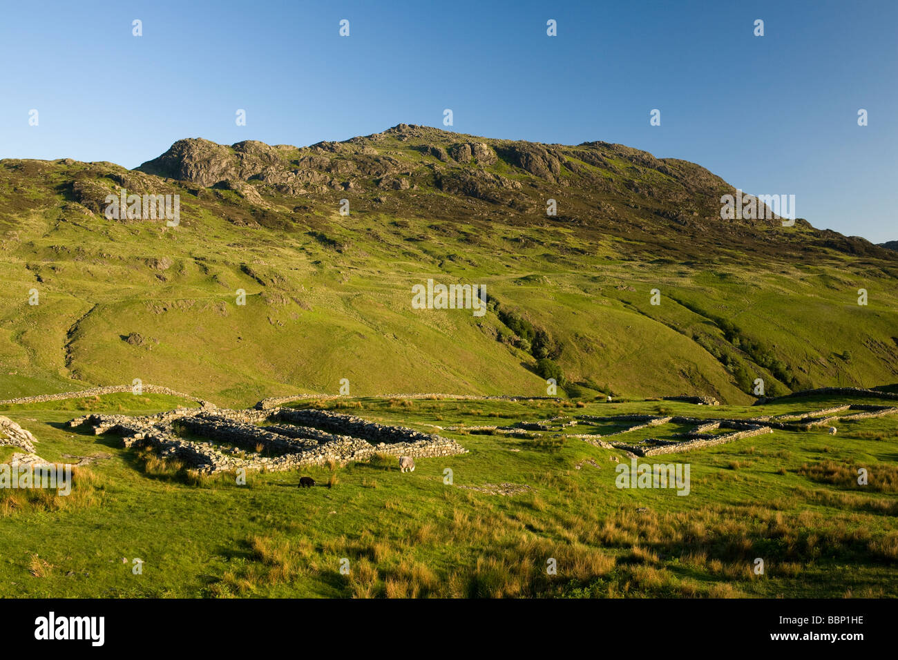 Hardknott Roman Fort high in the hills on Hardknott Pass in the Lake ...