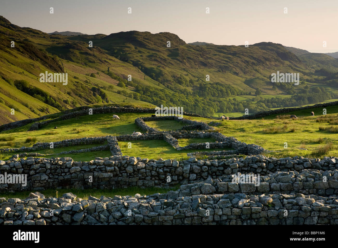 Hardknott Roman Fort high in the hills on Hardknott Pass in the Lake ...